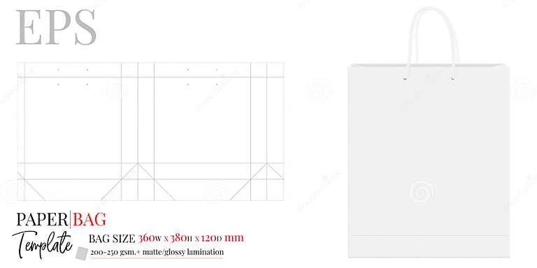Paper Bag Template, Vector with Die Cut / Laser Cut Layers ...