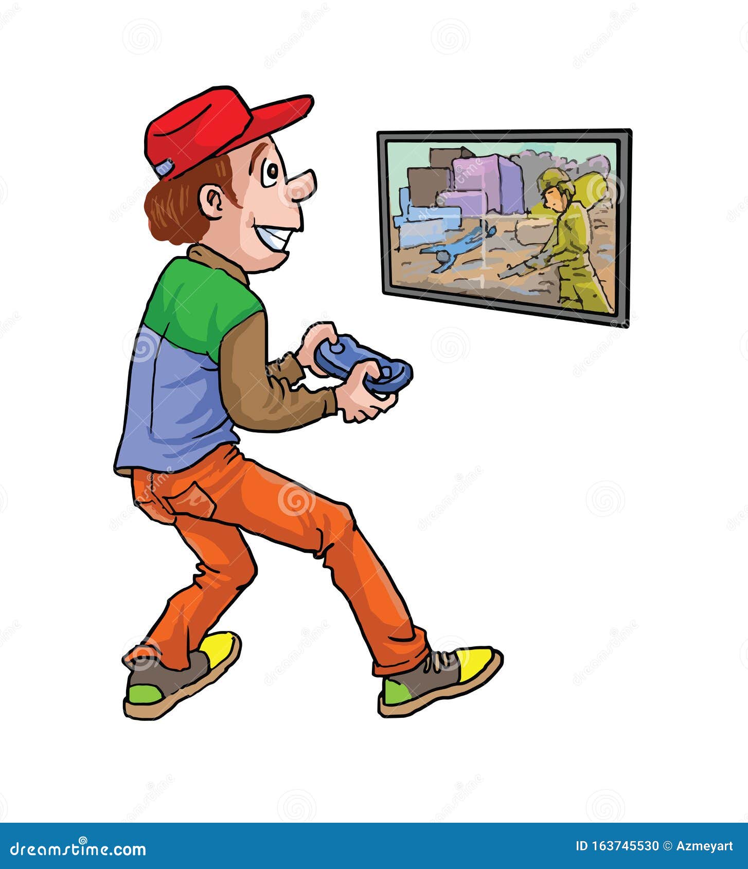 Boy Enjoy Playing Video Games Stock Illustration - Illustration of ...