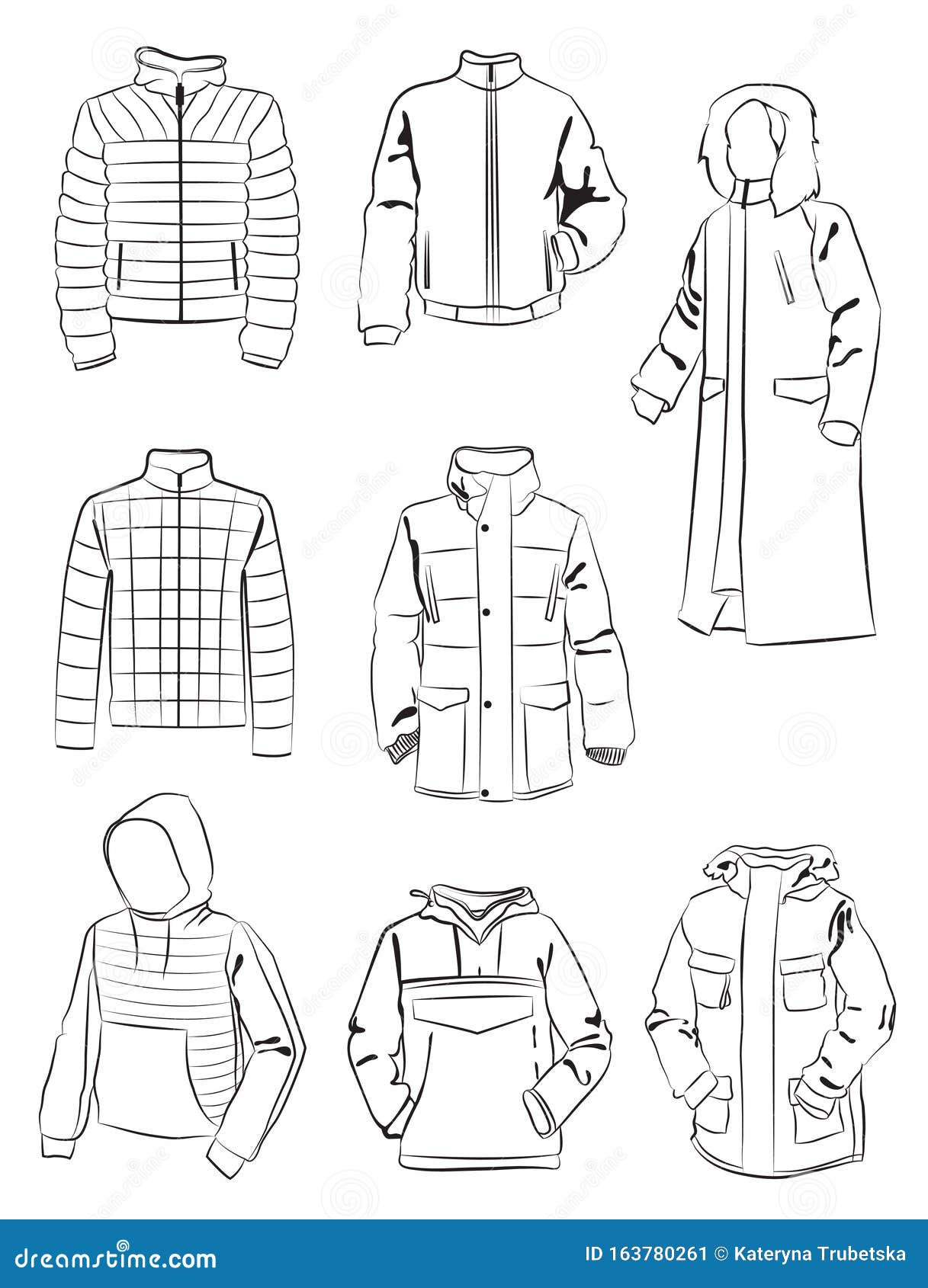The Contours of Men`s Warm Jackets Stock Vector - Illustration of ...