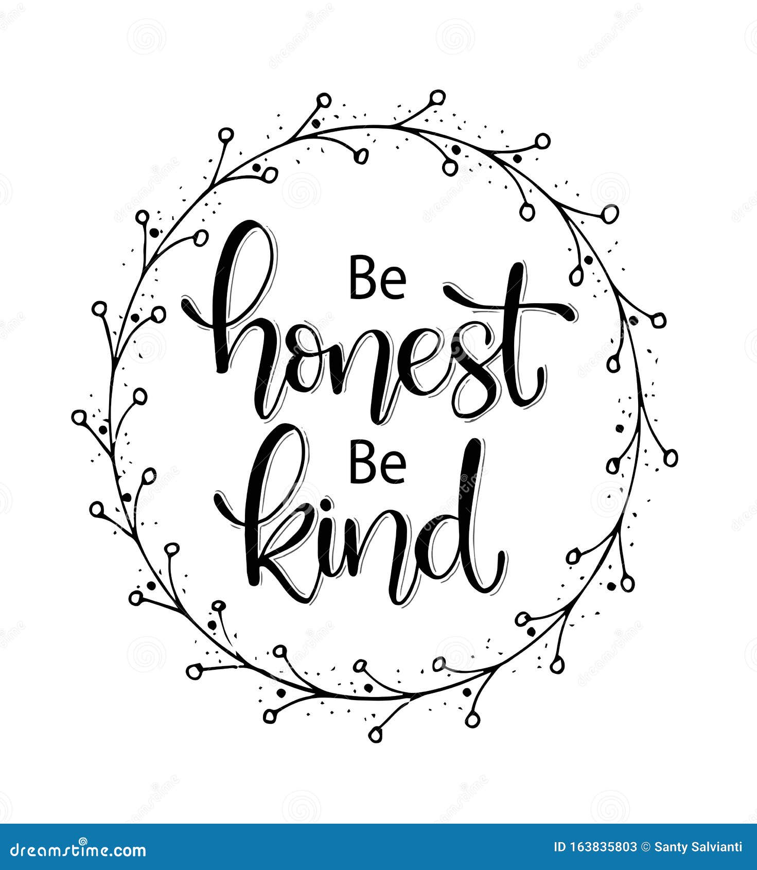 Be Honest Be Kind, Hand Lettering, Inspirational Quote Stock Vector ...