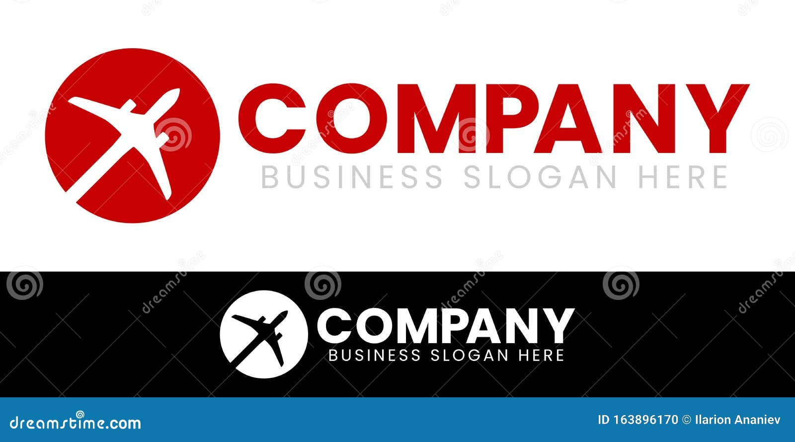 Red World Travel Circle Airplane Silhouette Vector Logo Design Set. for ...