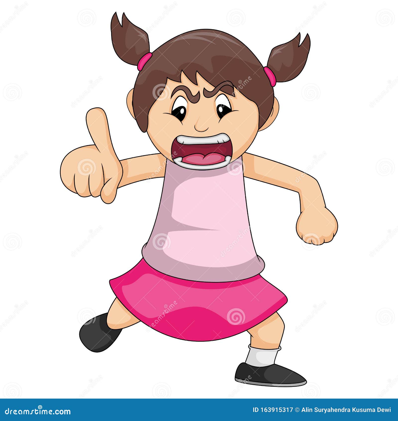 The Girl is Angry while Pointing Her Finger Cartoon Vector Illustration ...