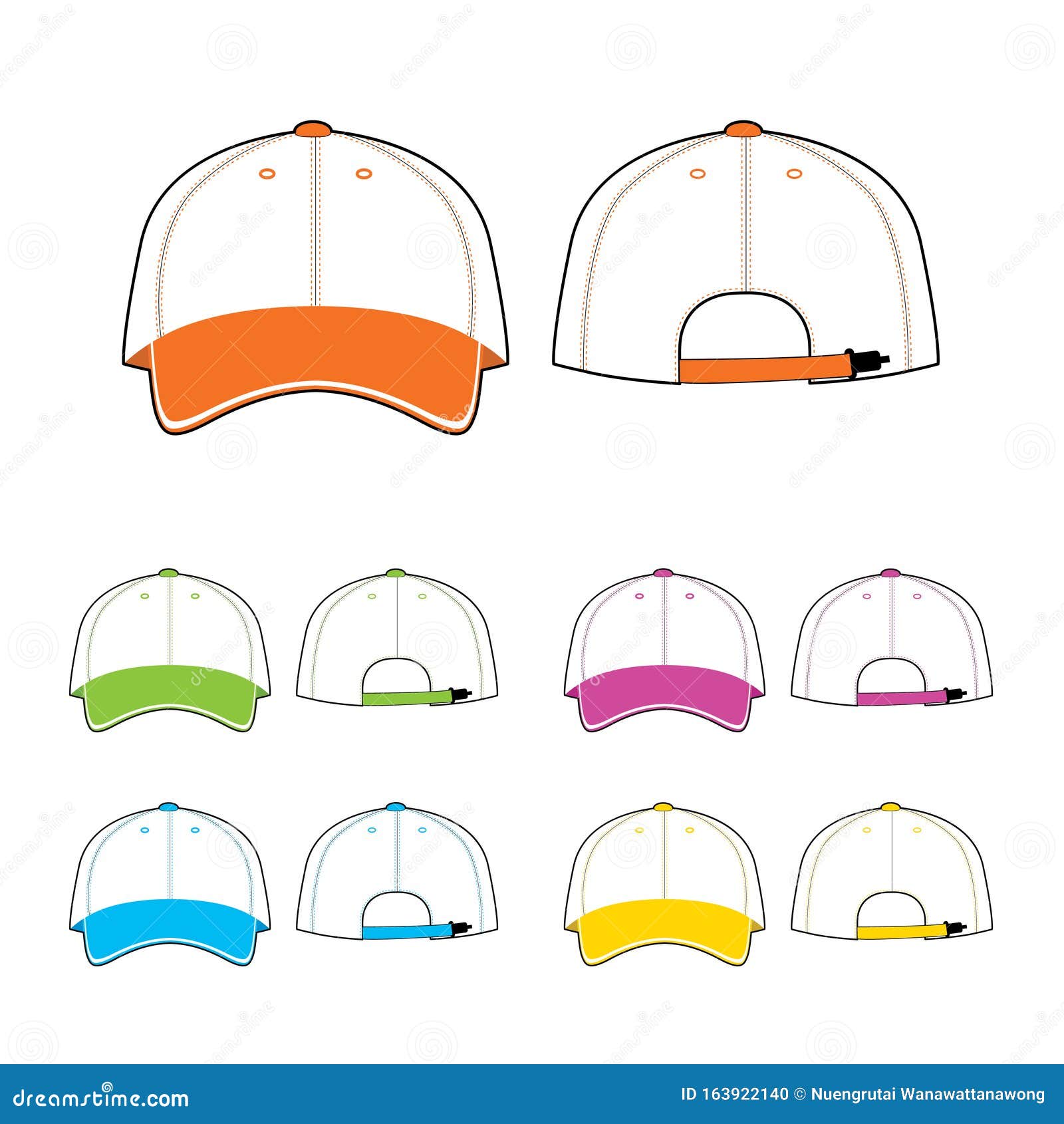 Baseball Cap Template. Front and Back View. Vector Illustration. Stock ...
