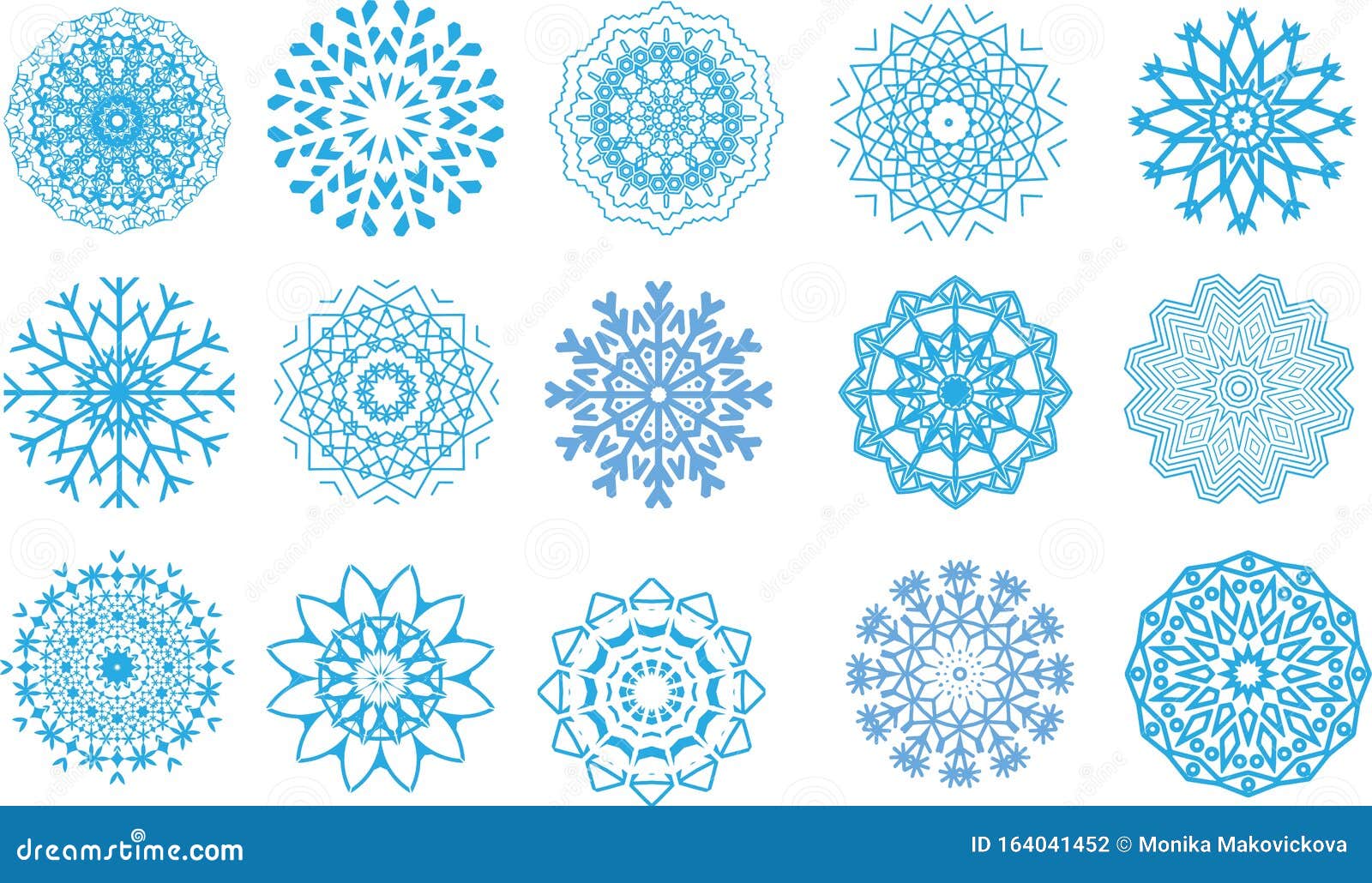 Collection of 15 Snowflake Patterns Stock Illustration - Illustration ...