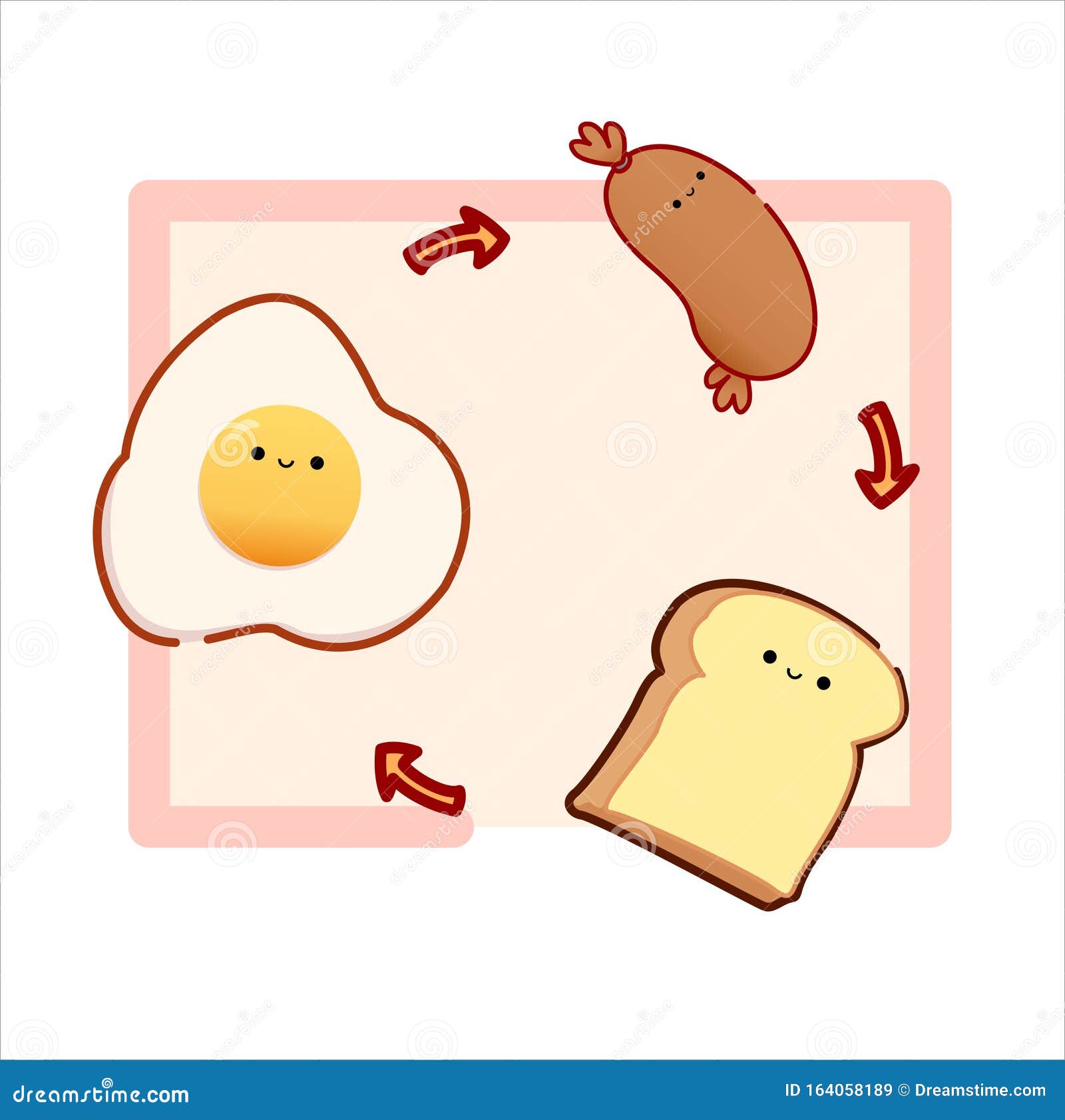 Set Of Cute Breakfast Flashcard Vector | CartoonDealer.com #235742501
