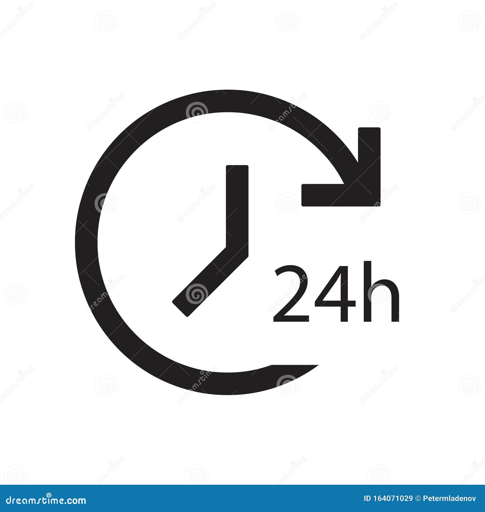 24 h clock icon vector stock vector. Illustration of line - 164071029