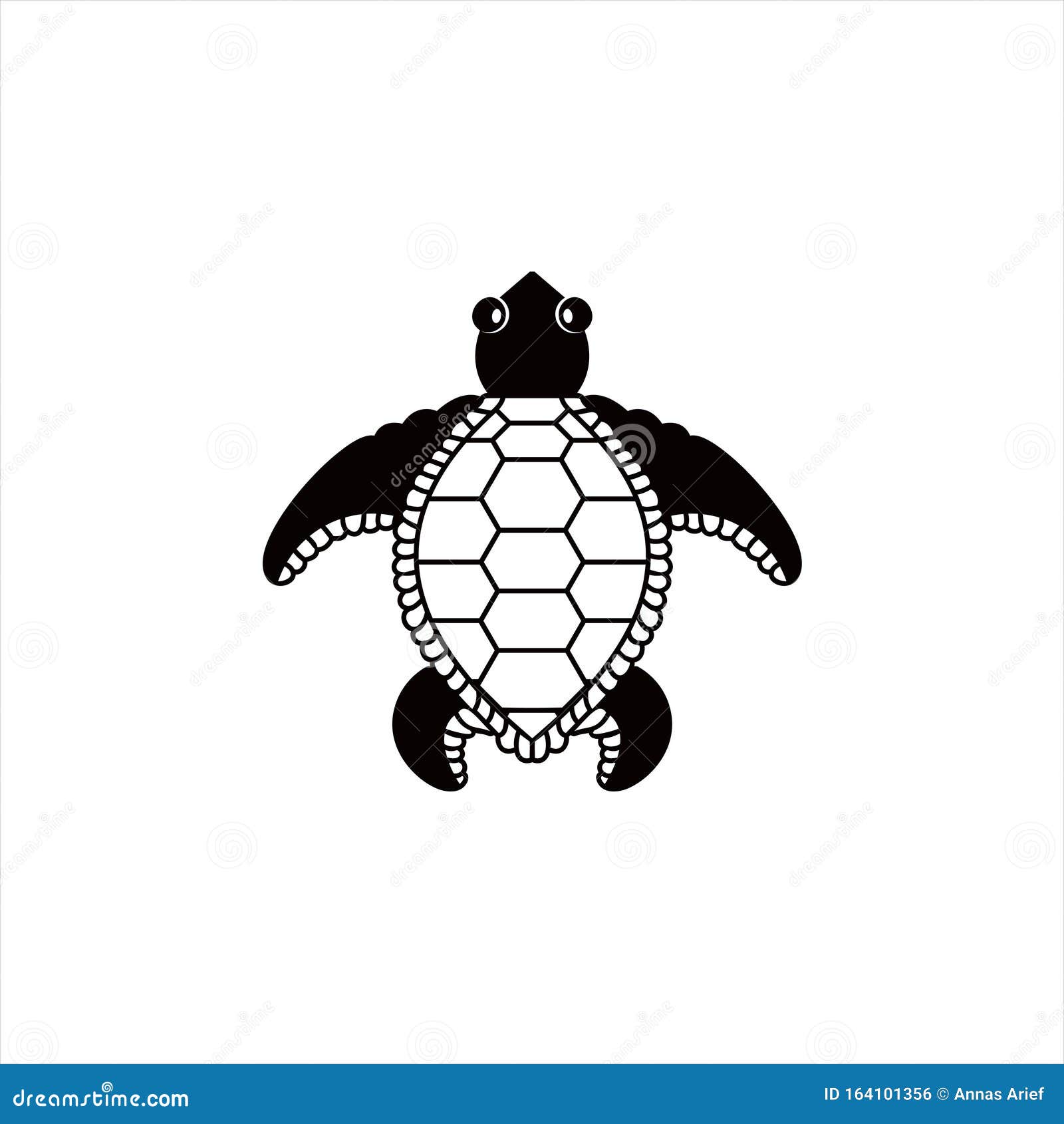 Fun Sea Turtle Illustration in Black Color Icon Logo Design Stock ...