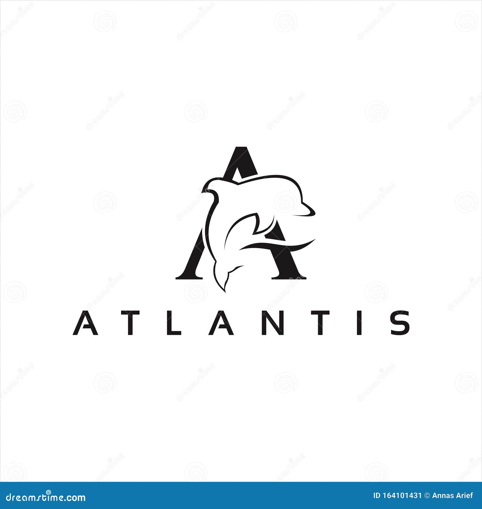 Fun Initial a Letter with Dolphin Represent Atlantis Stock Vector ...