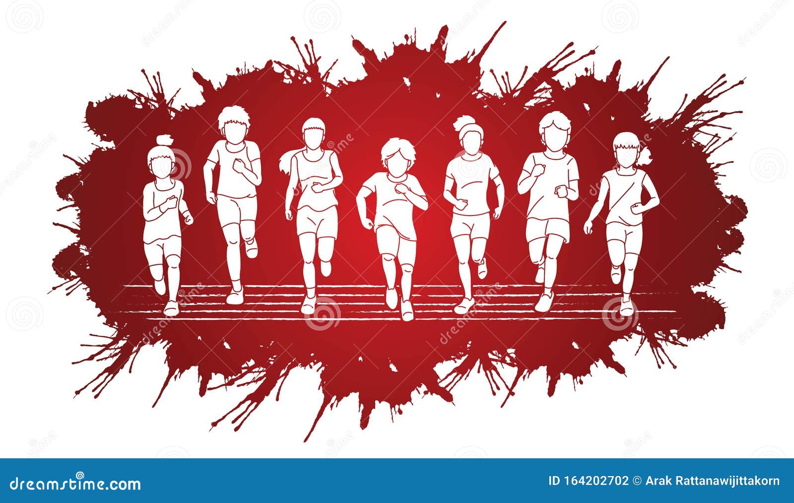 Group of Children Running Together Cartoon Graphic Stock Vector ...