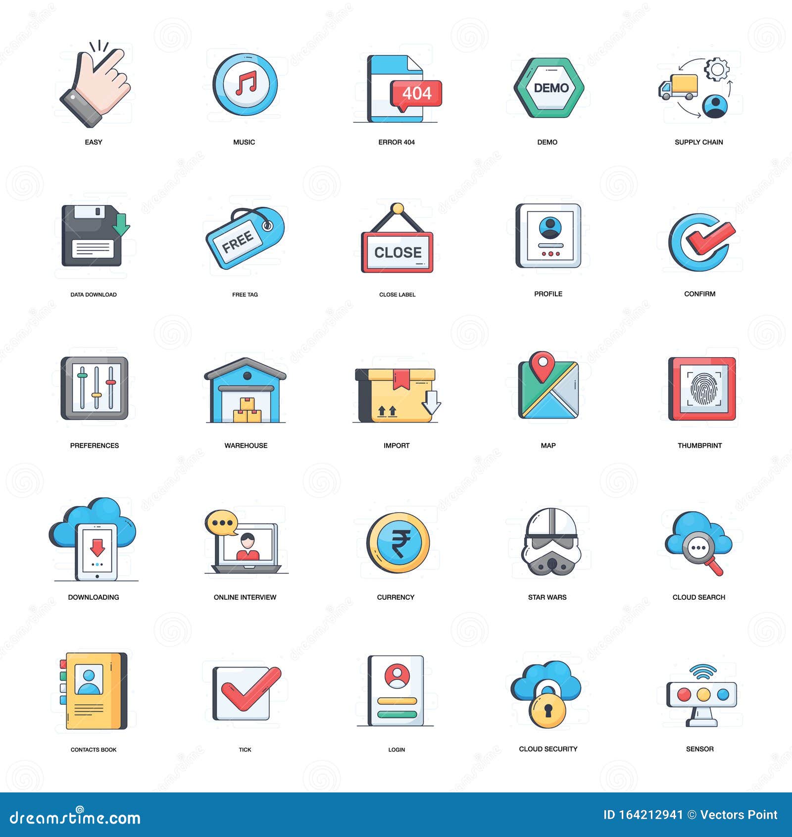 Data Analytics Flat Icons Pack Stock Illustration - Illustration of ...