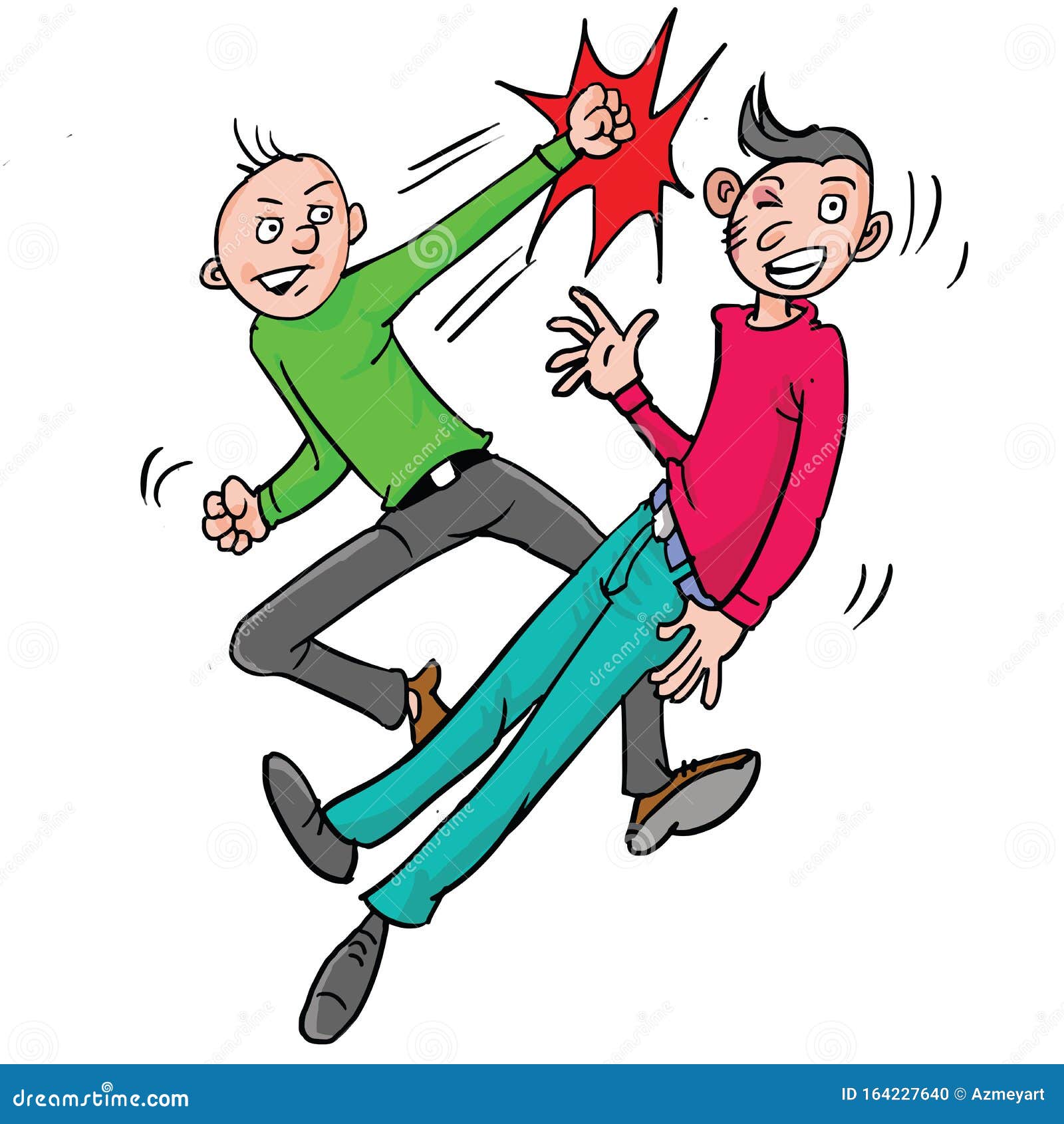 Two Young Men Fighting Angry And Shouting At Each Other, Vector Cartoon ...