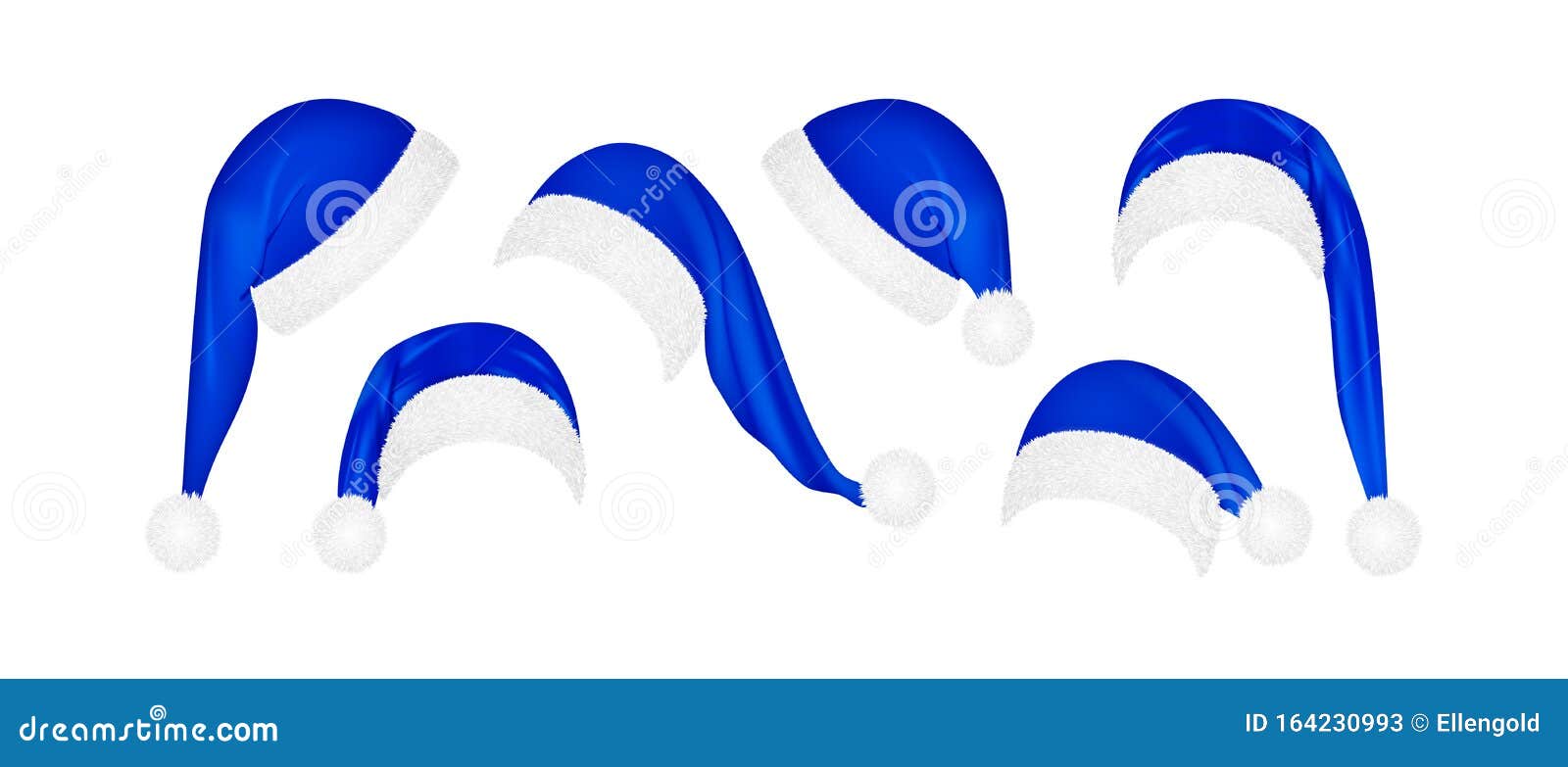 Set of Christmas Santa Claus Blue Hats Vector Stock Vector ...