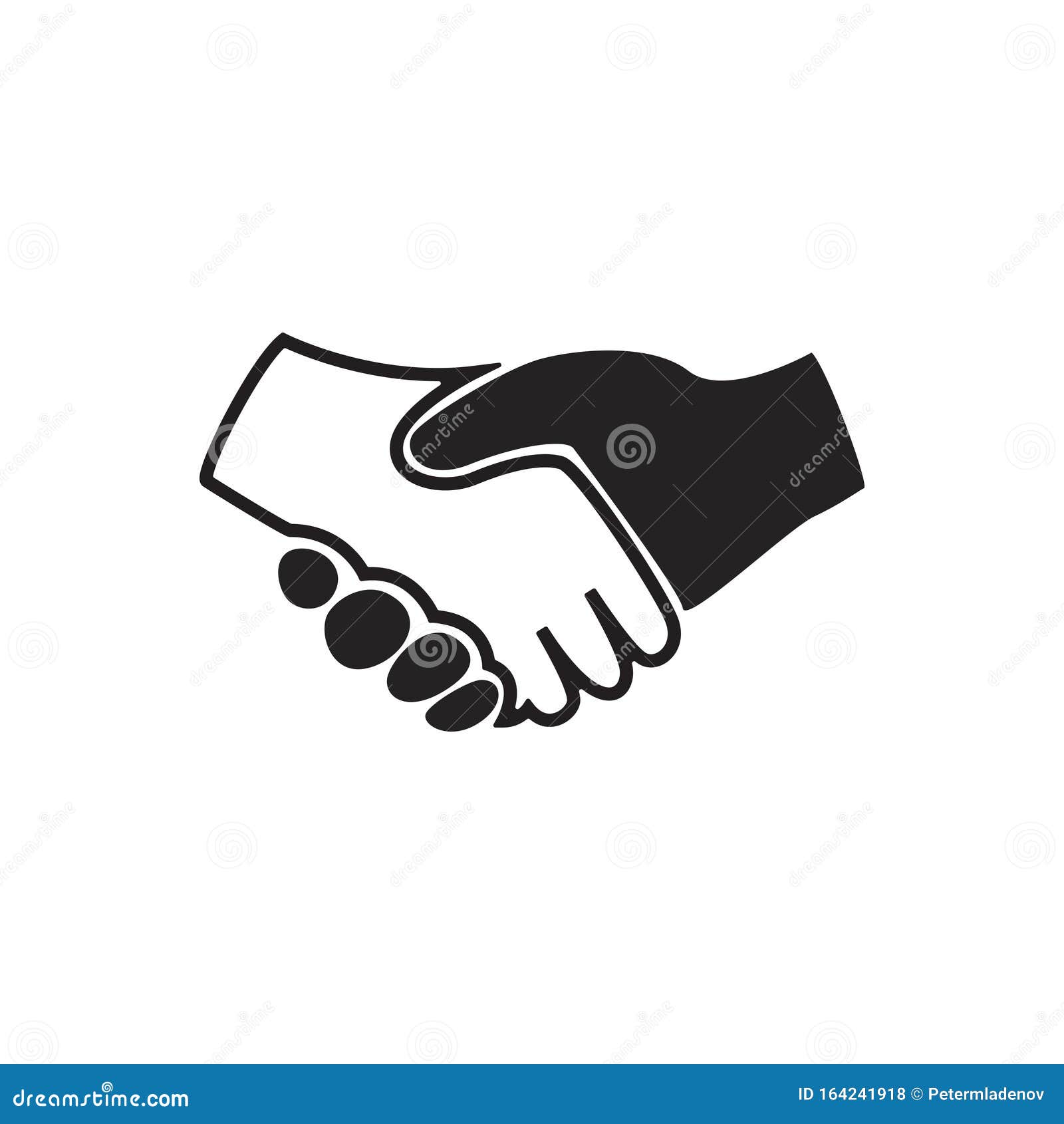 Handshake Icon, Black and White Vector Design Stock Vector ...