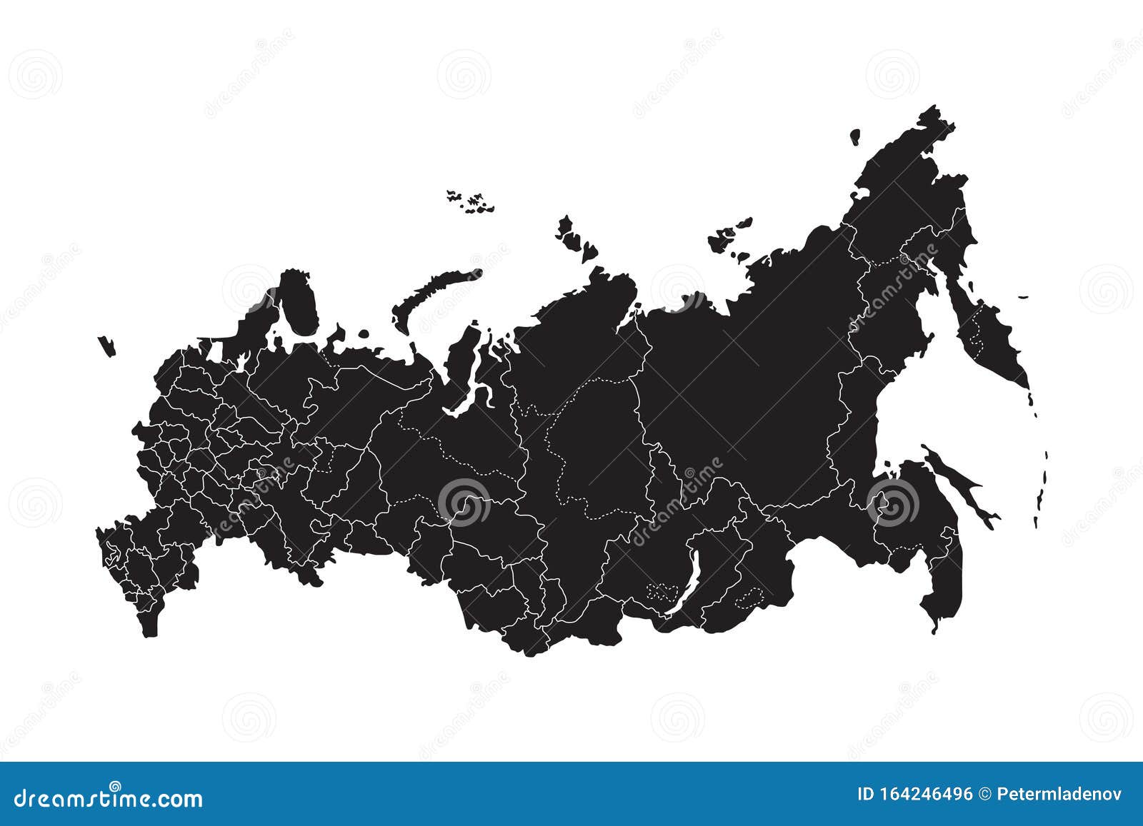 Russia Map Vector, Isolated on White Background. Black Map Template ...