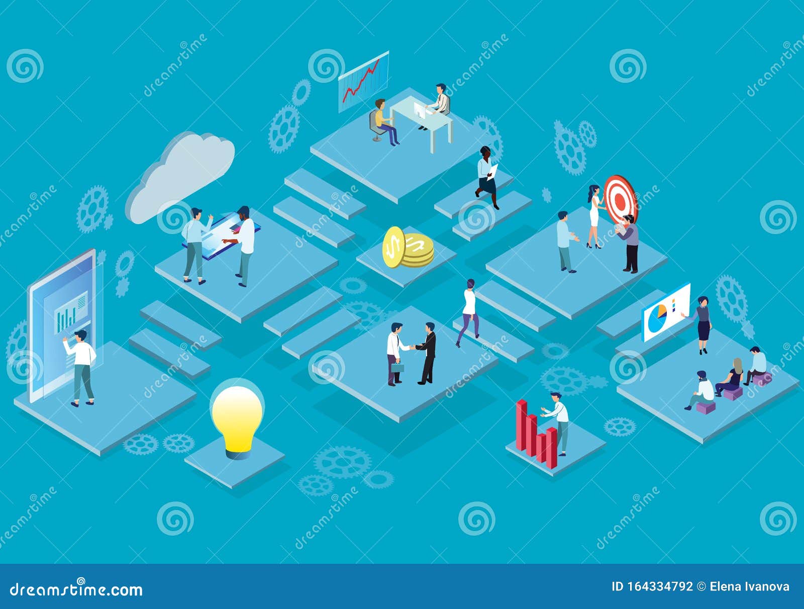 Virtual Office with Business People Stock Vector - Illustration of ...
