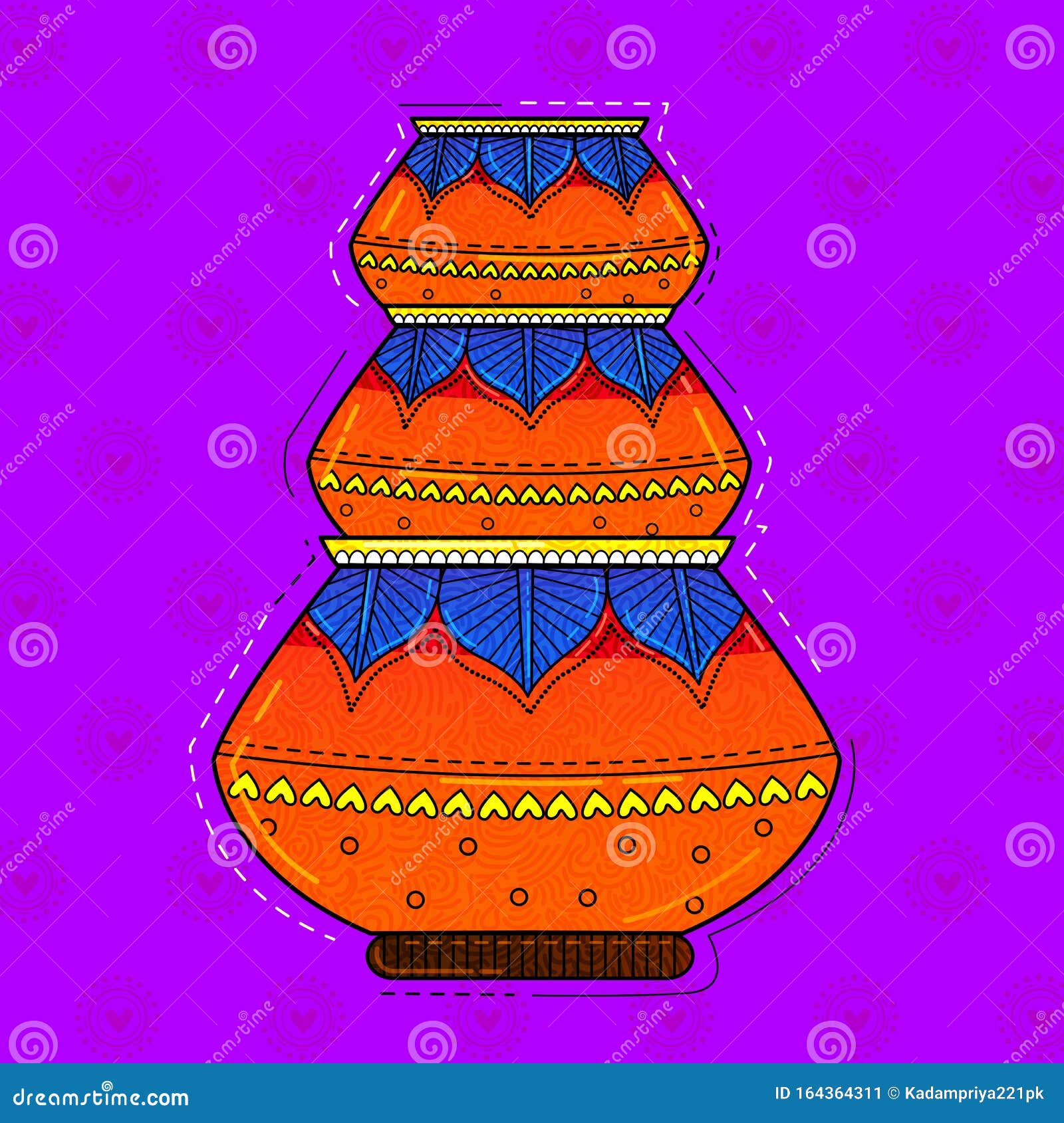 Illustration of Desi Indian Art Style Colorful Clay Pots. Stock ...