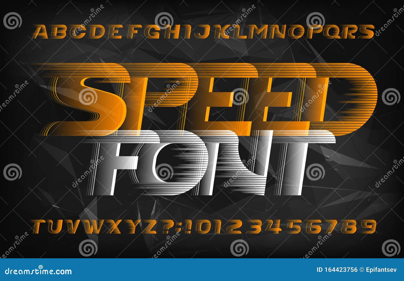 Speed Alphabet Font. Wind Effect Futuristic Letters and Numbers on ...