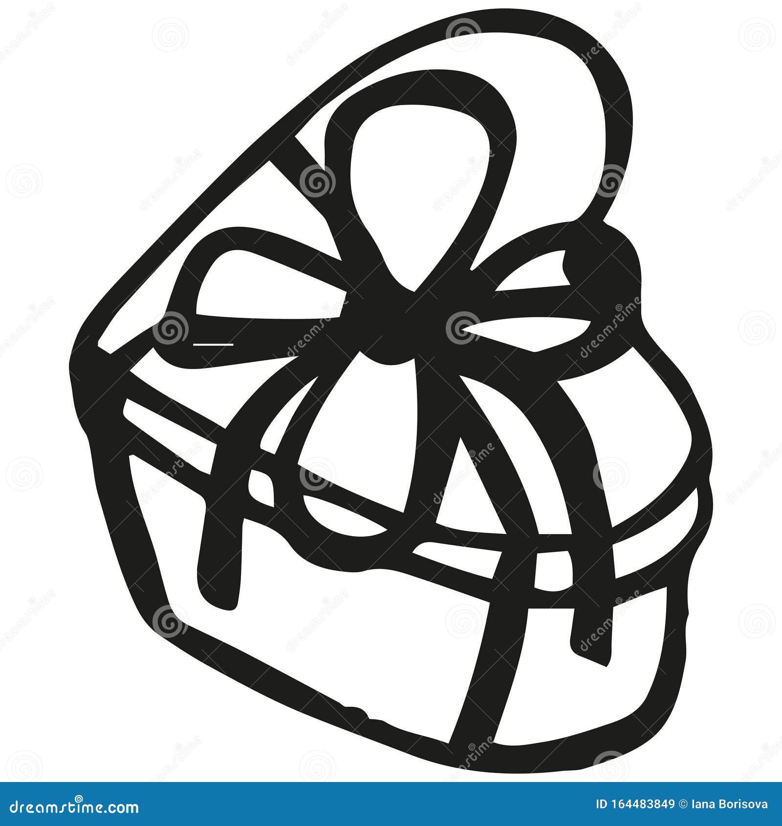 Black and White Heart Shaped Gift Box. Isolated Hand Drawing Stock ...