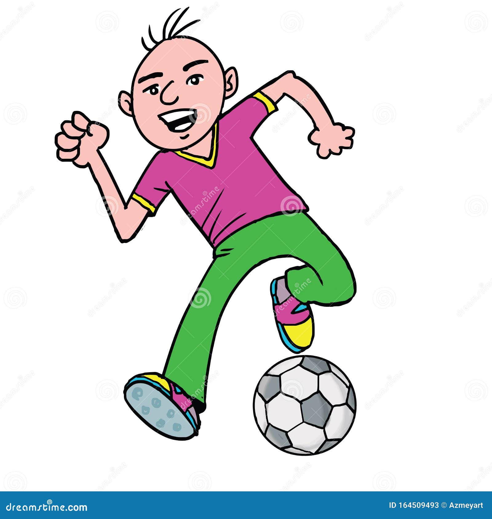 Cartoon of Boy Practicing Football Skill Player Stock Illustration ...