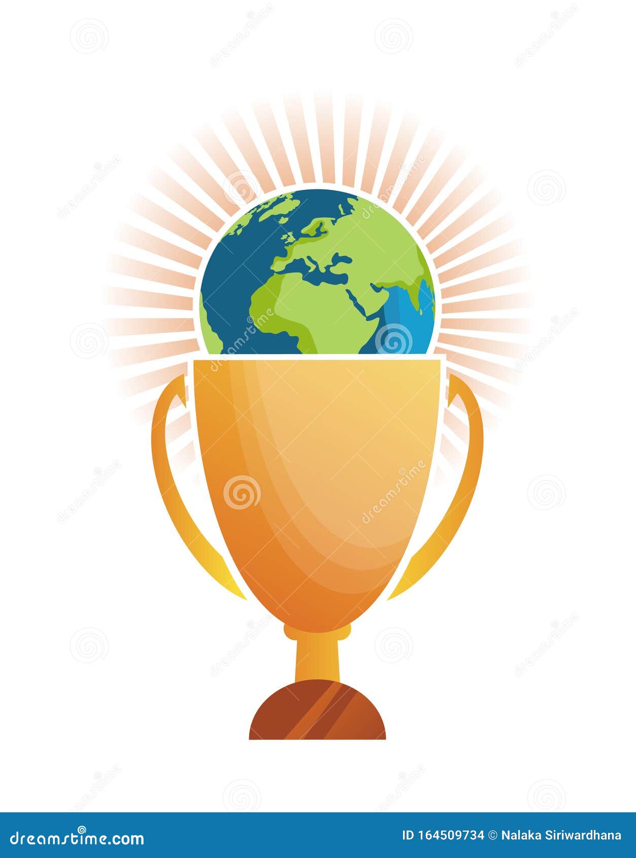 Golden Trophy with Earth Globe. Stock Vector - Illustration of achieve ...