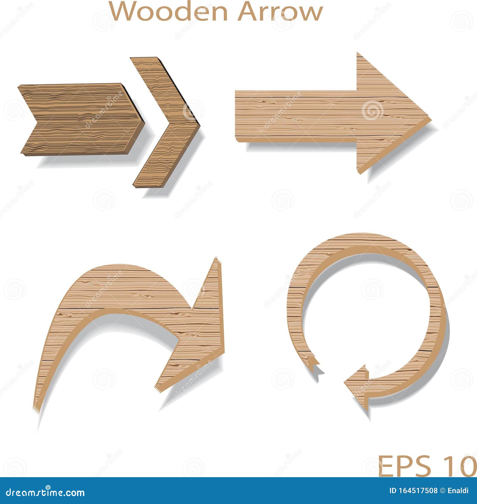 Natural Wooden Arrow Direction Sign Set Stock Vector - Illustration of ...