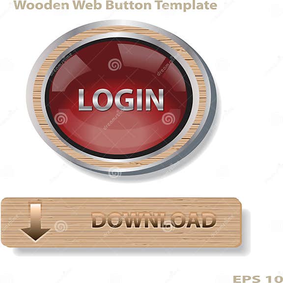 Wooden Web Button and Icon Template Stock Vector - Illustration of ...