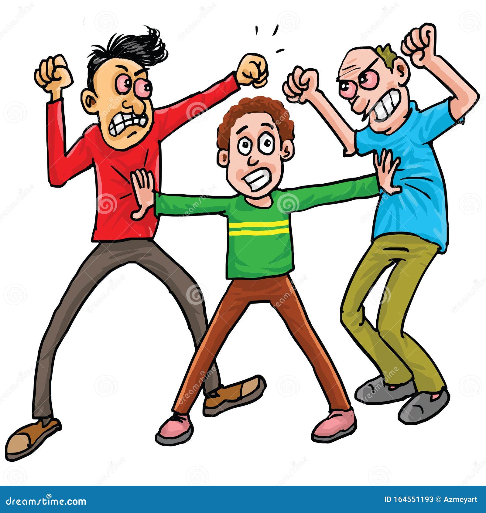 People Fighting Cartoon With Swords