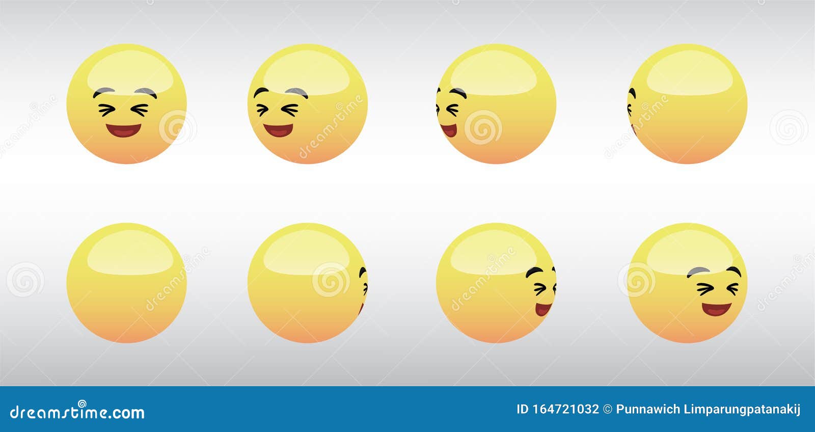 3D Laughing Head Emoticon Spinning Social Media Icons Vector Stock ...