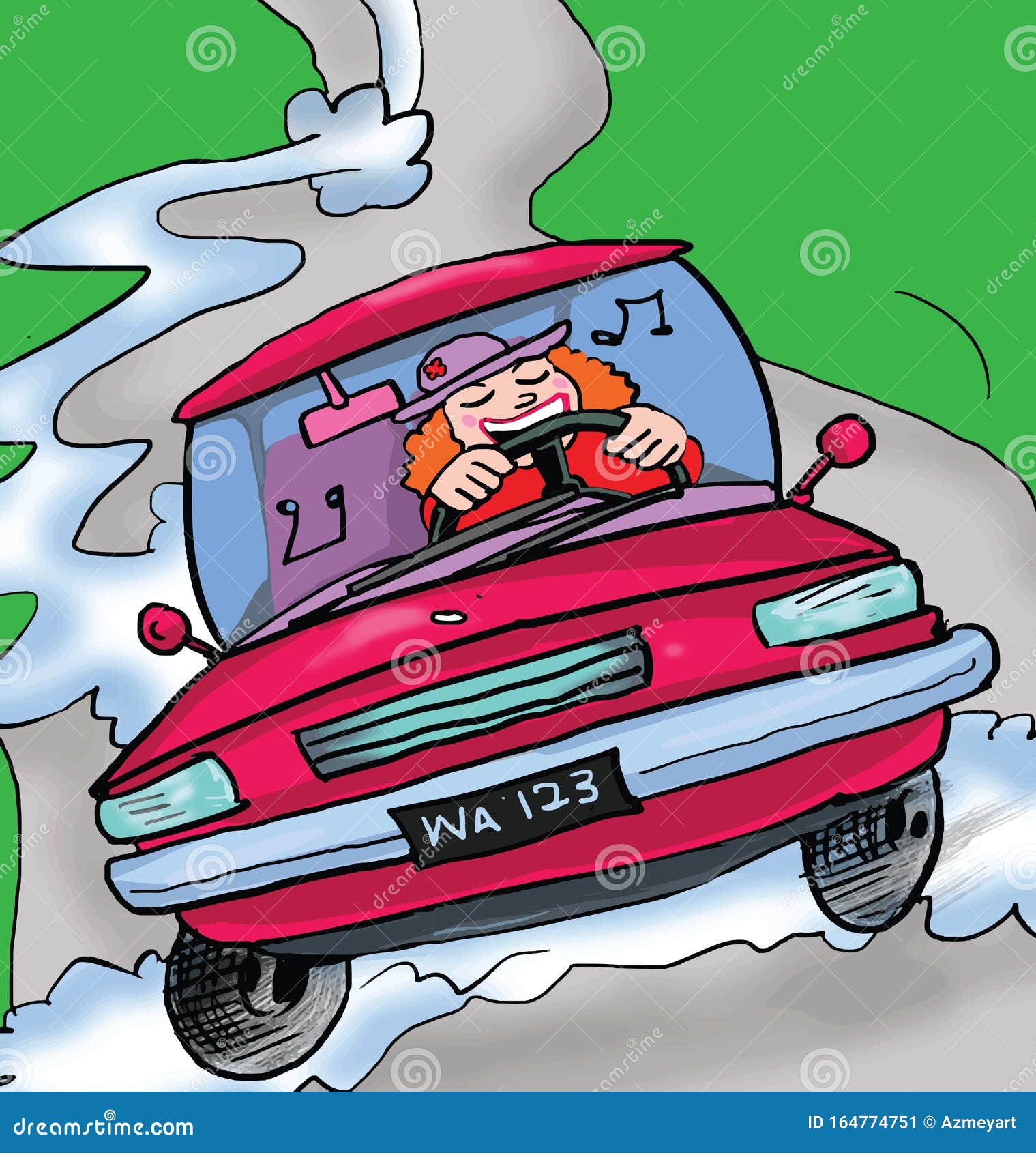 Dangerous Girl Driving Car on the Road Stock Illustration ...