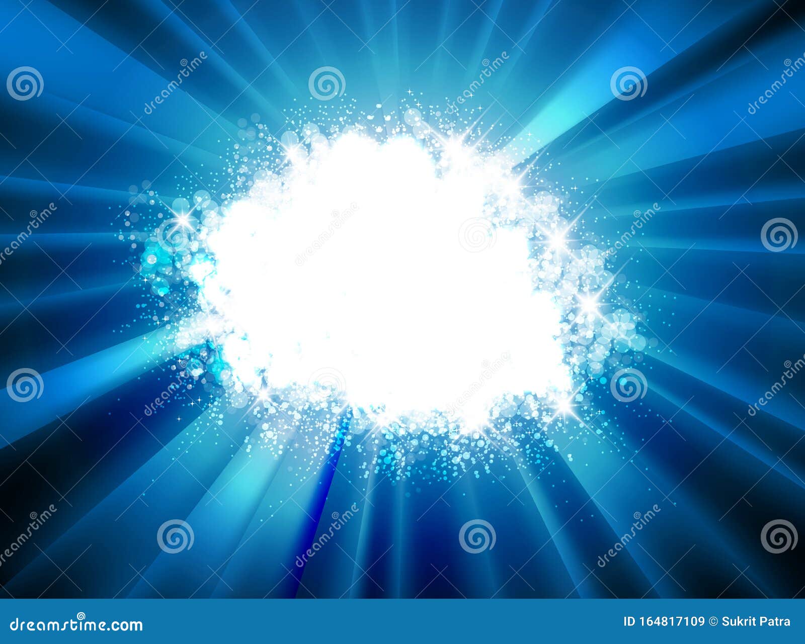 PrintSparkling Blue Rays in a Straight Line from the Center ...