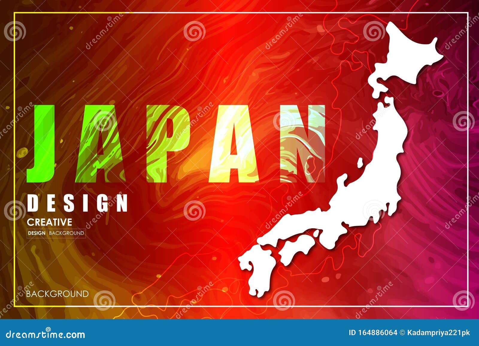 Fluid Art Map of Japan. Abstract Colorful Background Stock Illustration ...