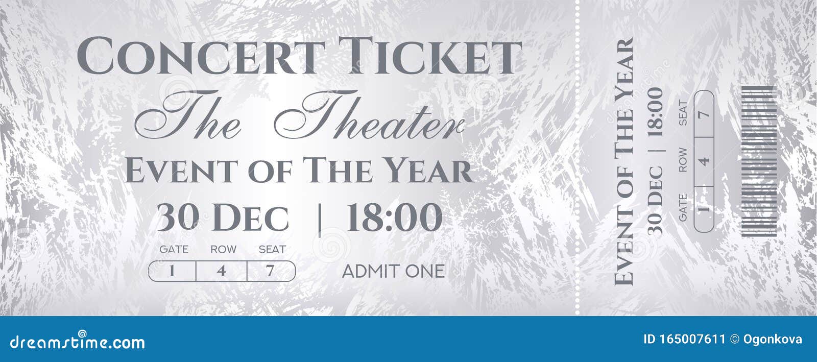 Silver Ticket Vector Template for Reward Card Design with Frost ...