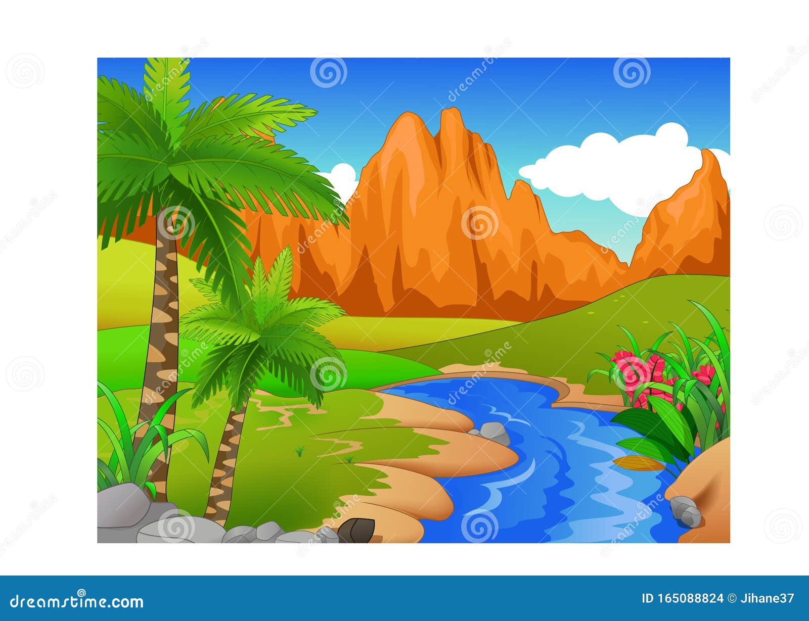Cool Landscape View with Mountain Cartoon Stock Illustration ...