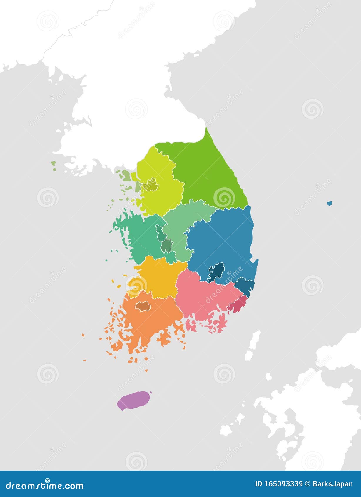 South Korea Administrative Divisions Map Stock Vector - Illustration of ...