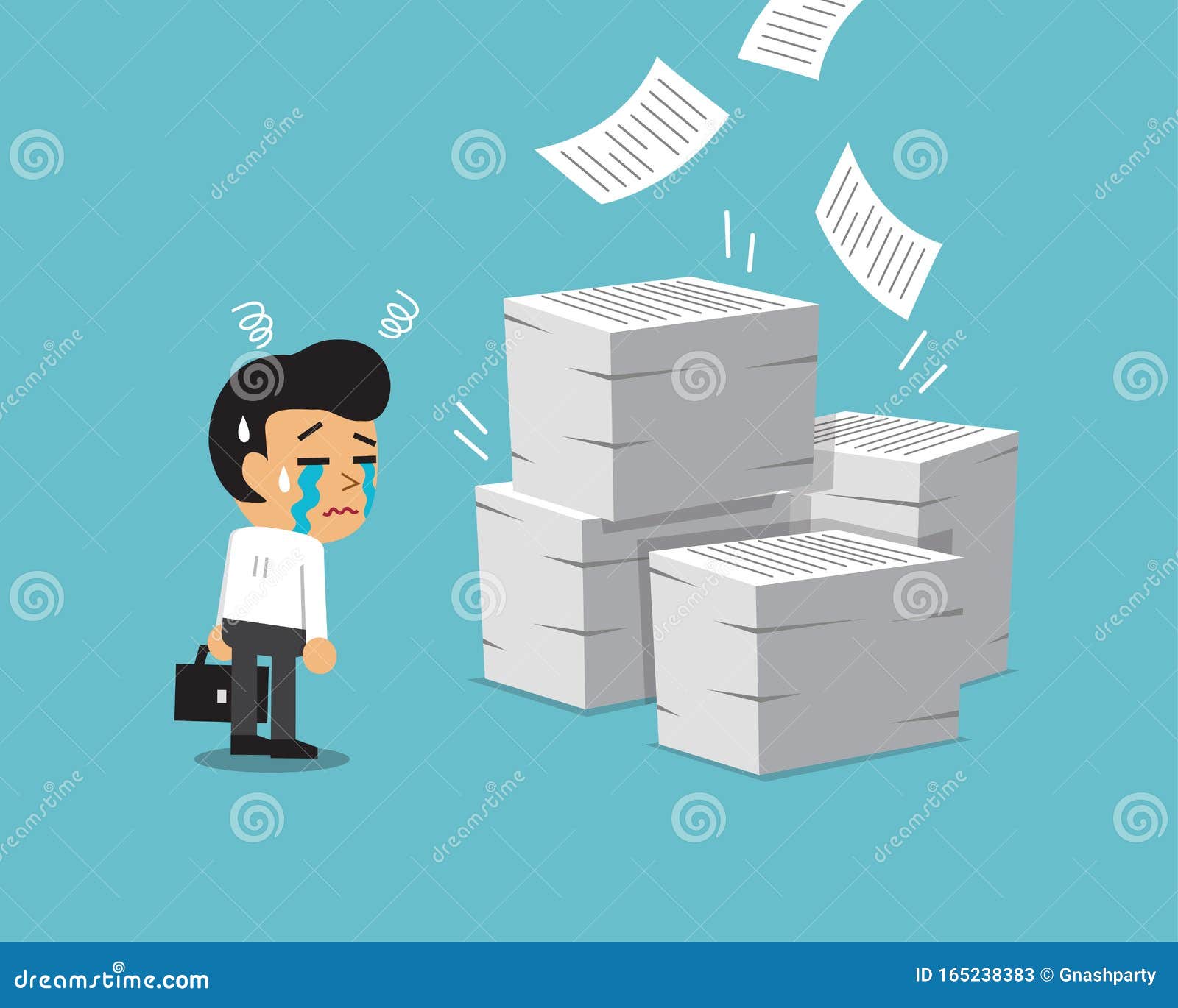 Cartoon Businessman with a Lot of Paperwork Stock Vector - Illustration ...