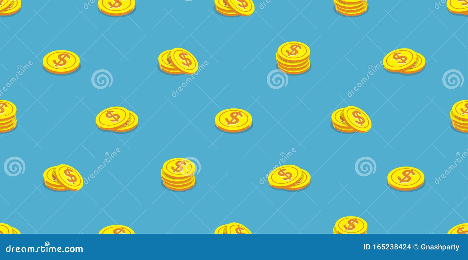 Vector Money Coins Seamless Pattern Background Cartoon Style Stock ...