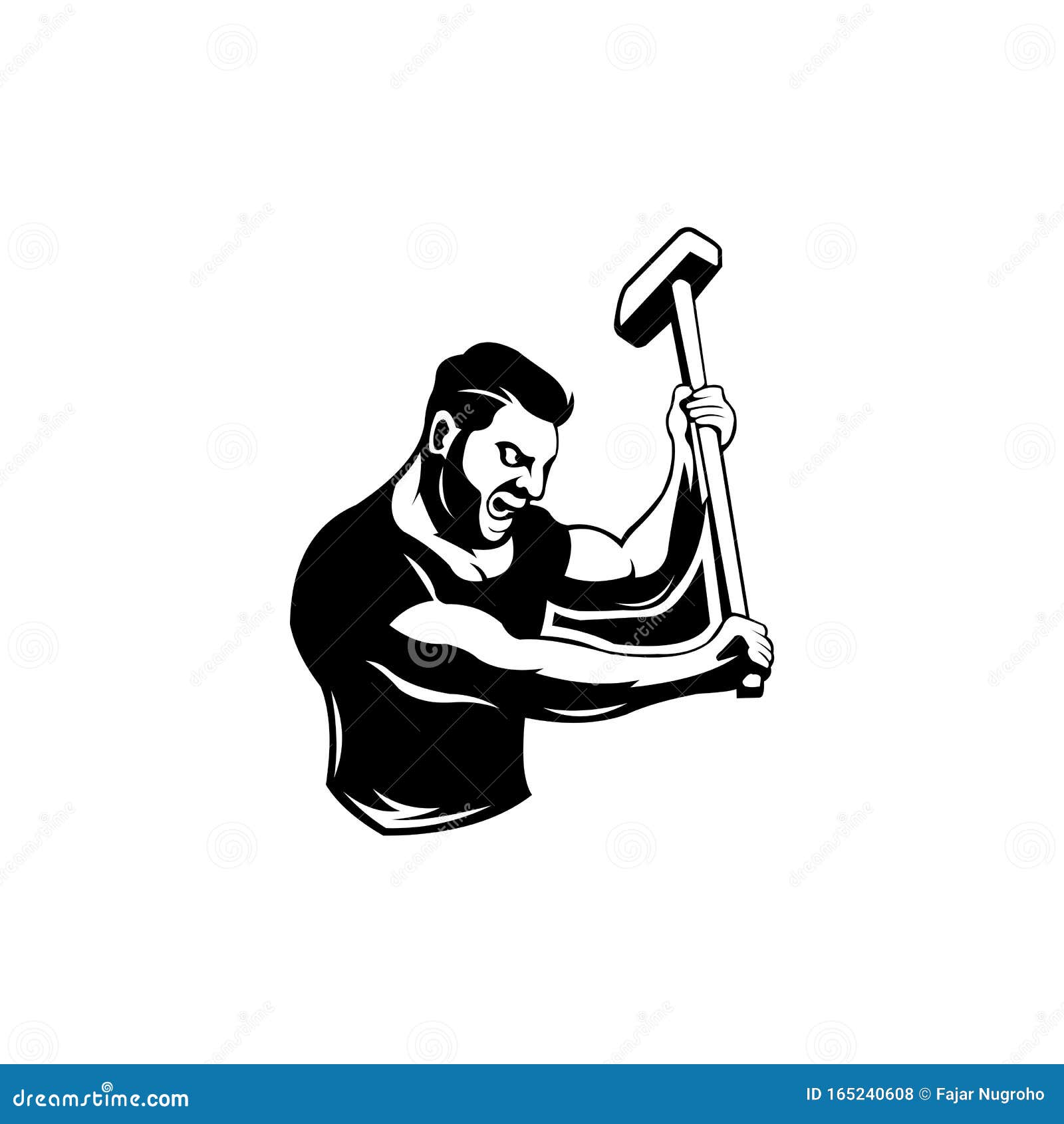 Blacksmith Silhouette Working with Hammer and Anvil Stock Vector ...