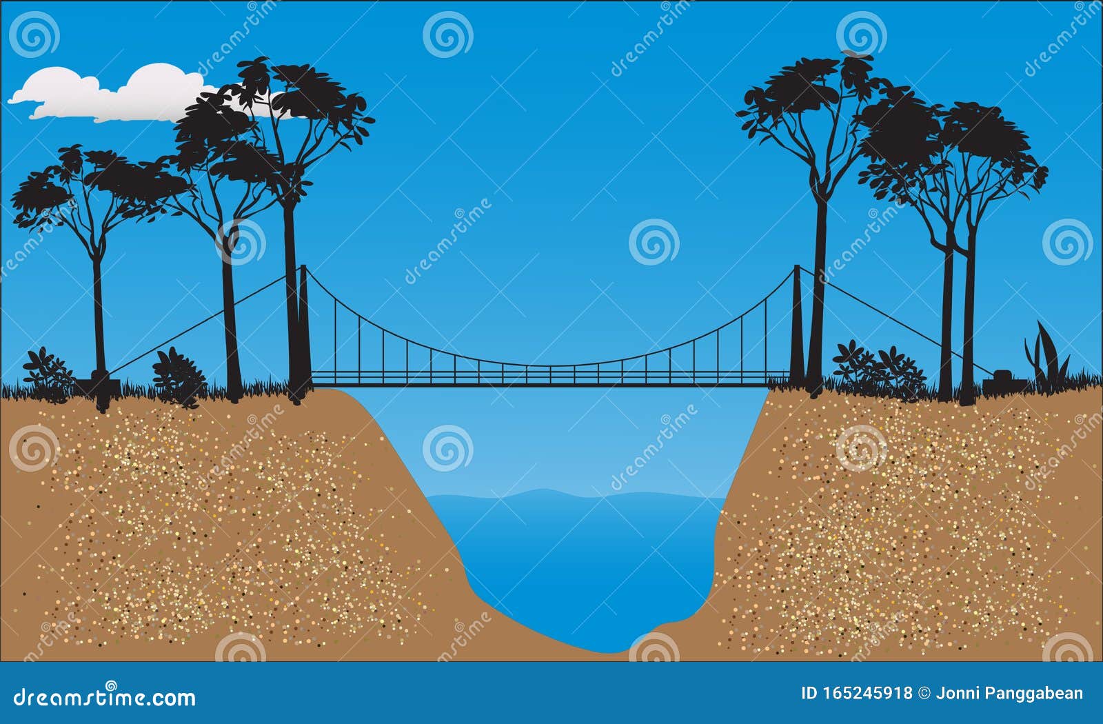Abstract Background and Illustration of Suspension Bridge Stock Vector ...