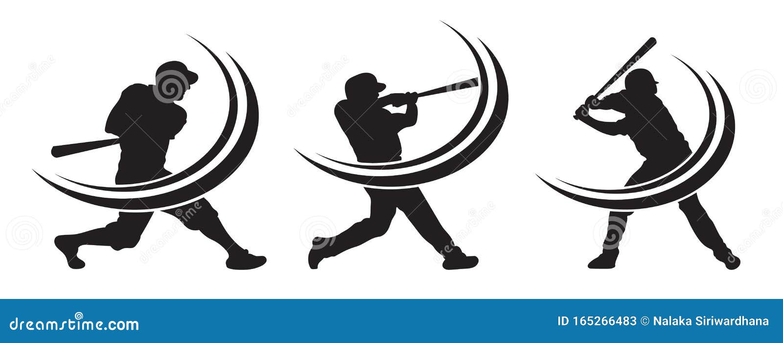 Baseball Batter Logo Icon Set Black Color. Stock Vector - Illustration ...