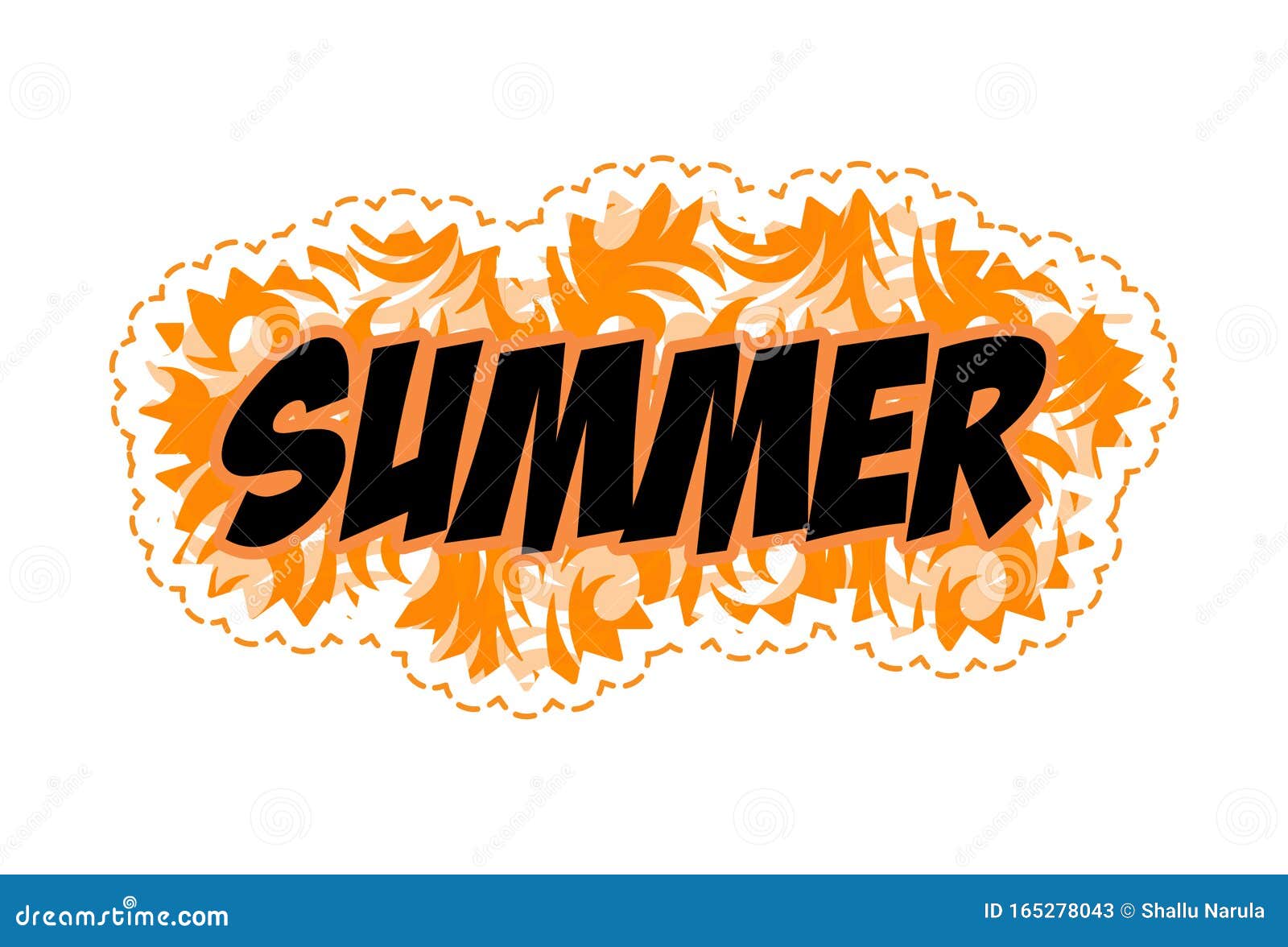 Cartoon Illustration of Summer Text Sticker Stock Vector - Illustration ...