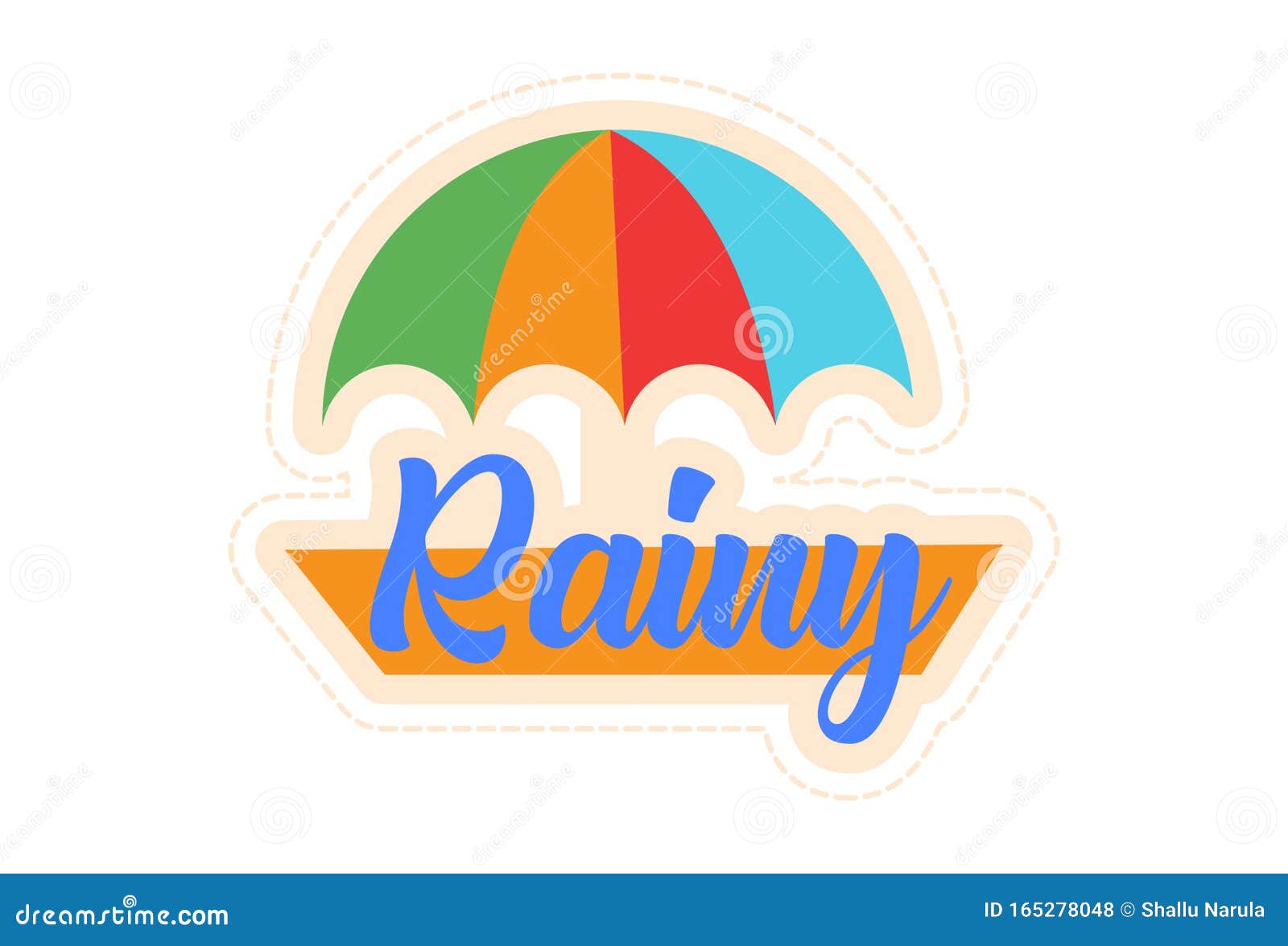 Cartoon Illustration of Rainy Text Sticker Stock Vector - Illustration ...