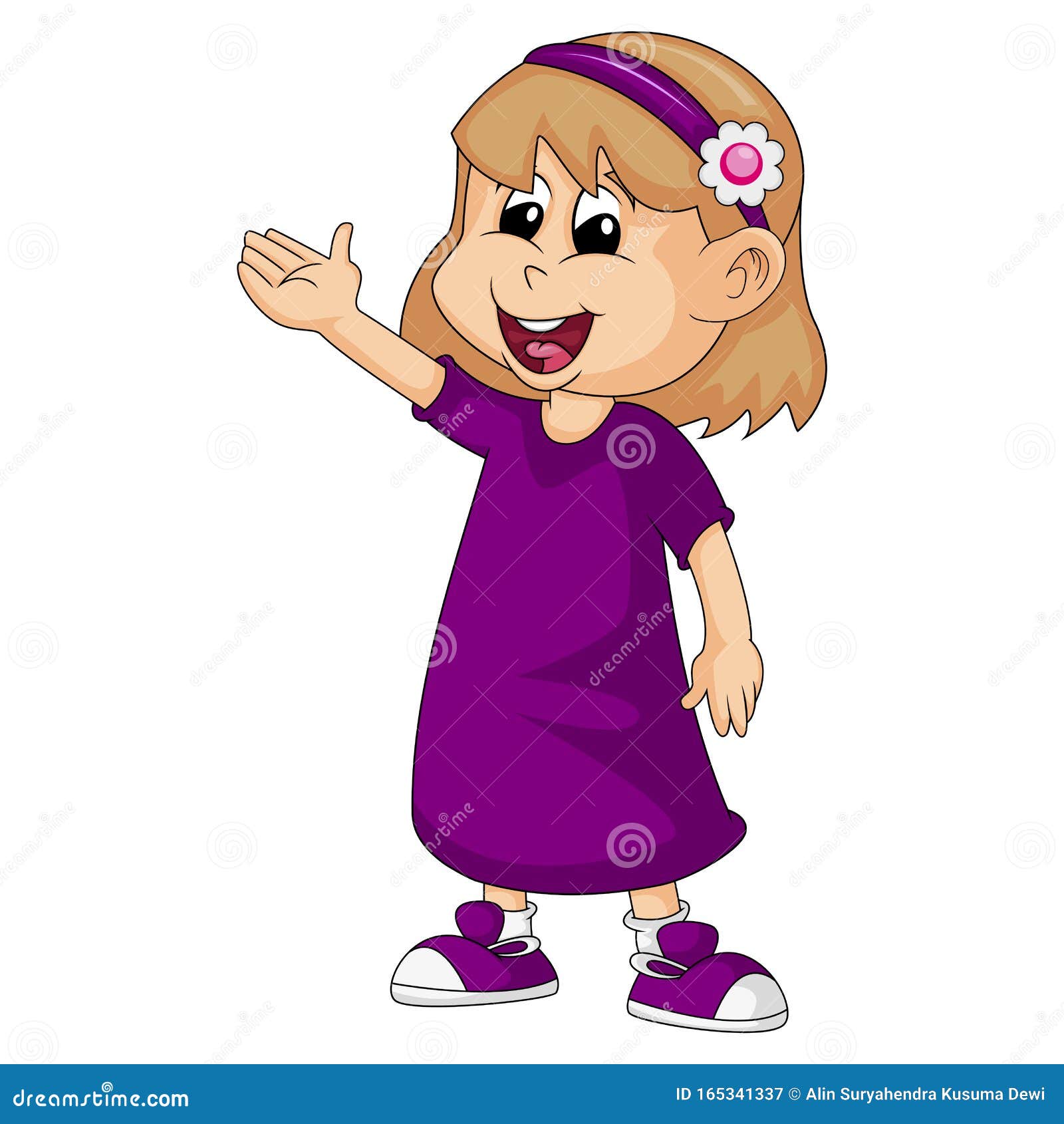 Pretty Girl in Purple Cartoon Vector Illustration Stock Vector ...