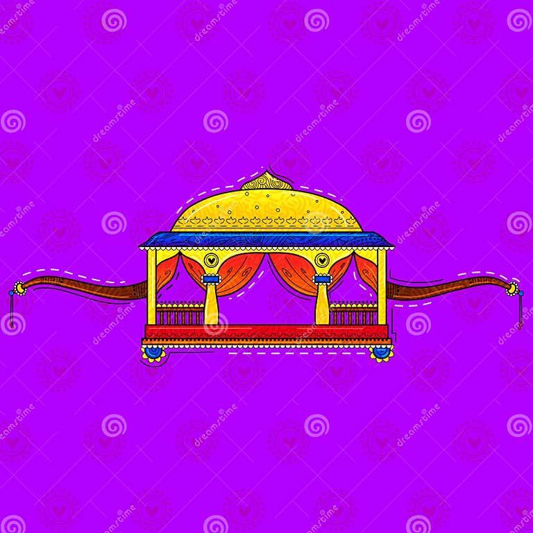 Illustration of Desi Indian Art Style Palanquin. Stock Illustration ...