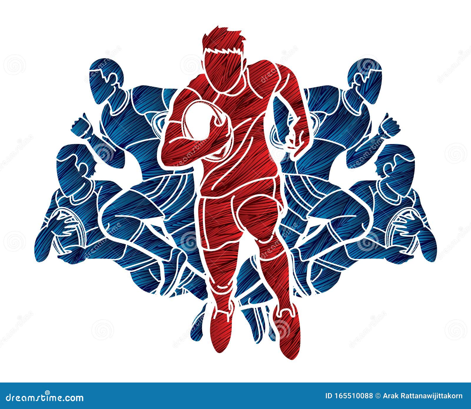 Rugby Players, Isolated Vector Silhouette. Ink Drawing | CartoonDealer ...