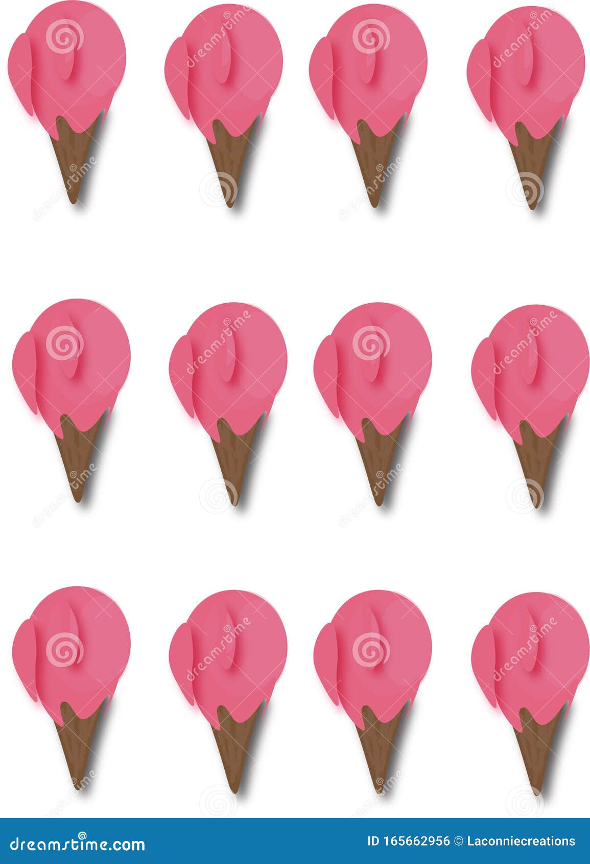 A Strawberry Ice Cream Pattern. Stock Illustration - Illustration of ...