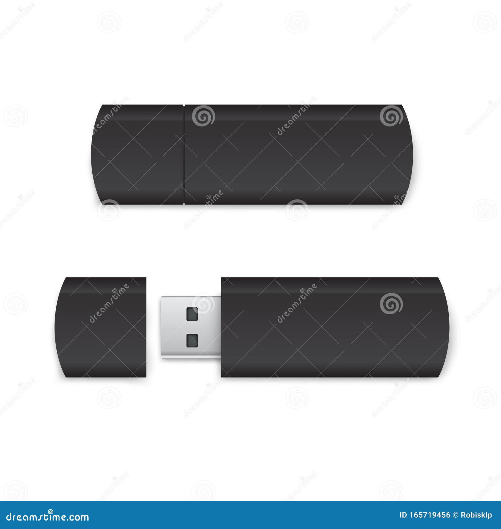 Realistic Black Usb Flash Drive Mockup Stock Vector - Illustration of ...