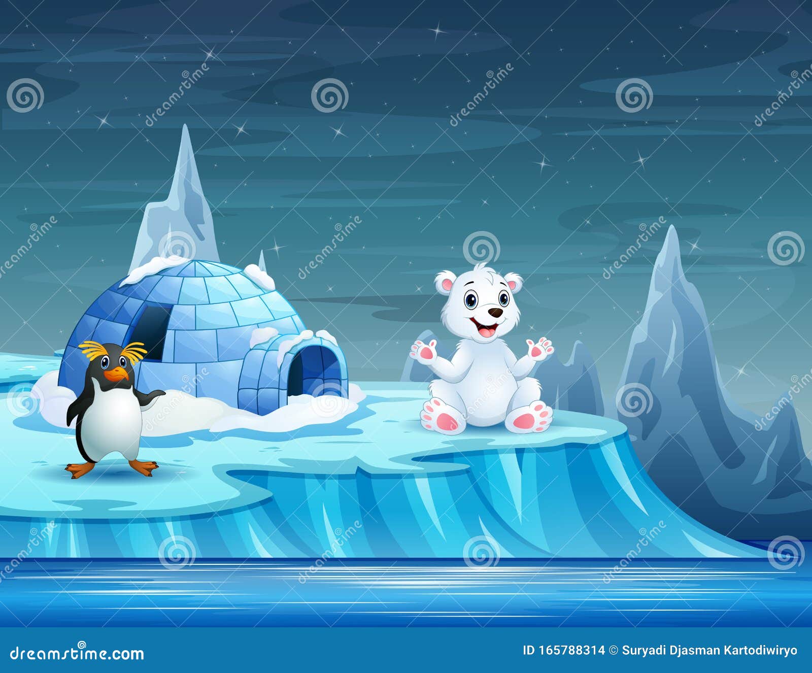 Cartoon Animals with Igloo Ice House Stock Vector - Illustration of ...