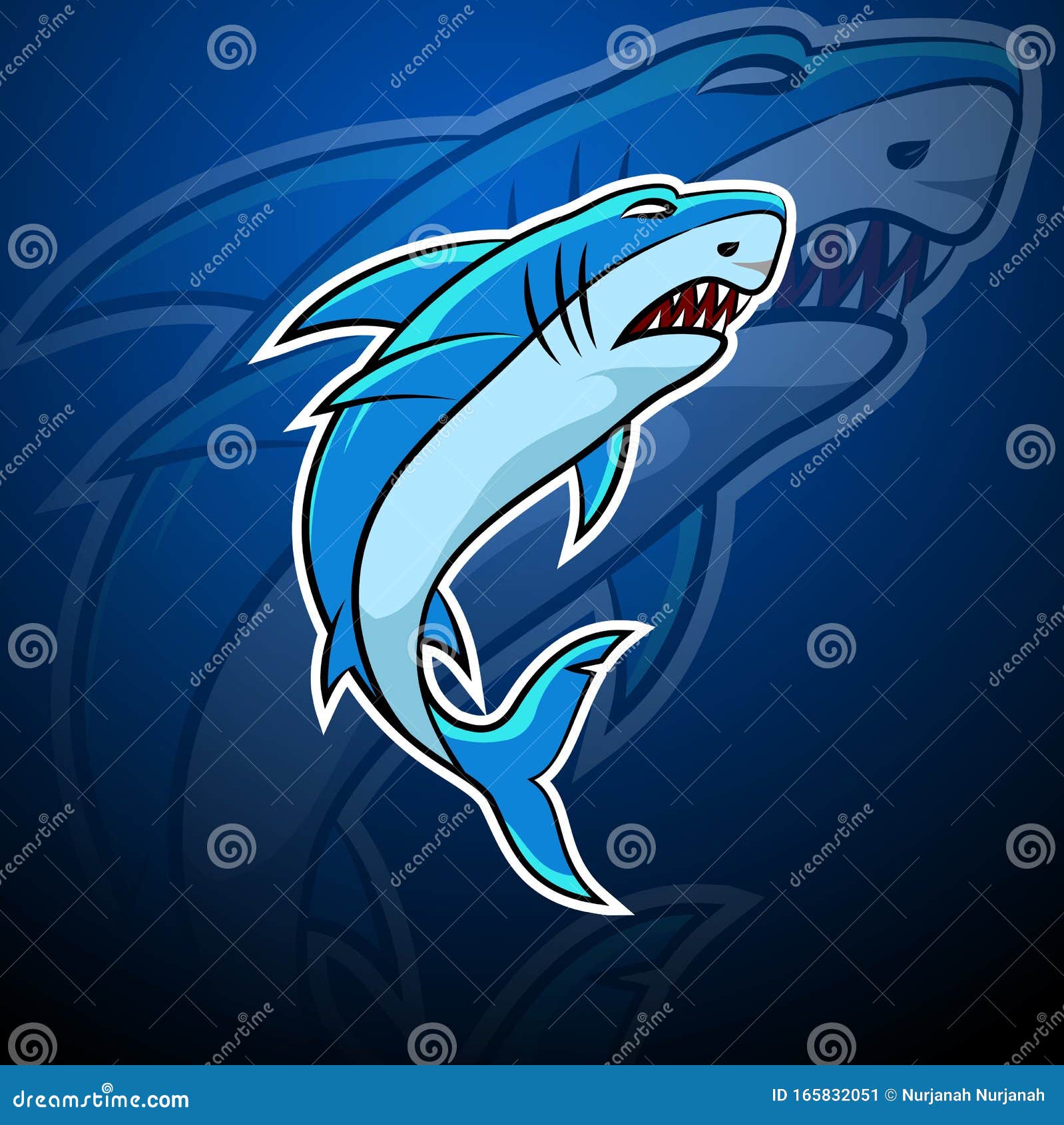 Shark Esport Badge Logo Emblem Team Stock Vector - Illustration of ...
