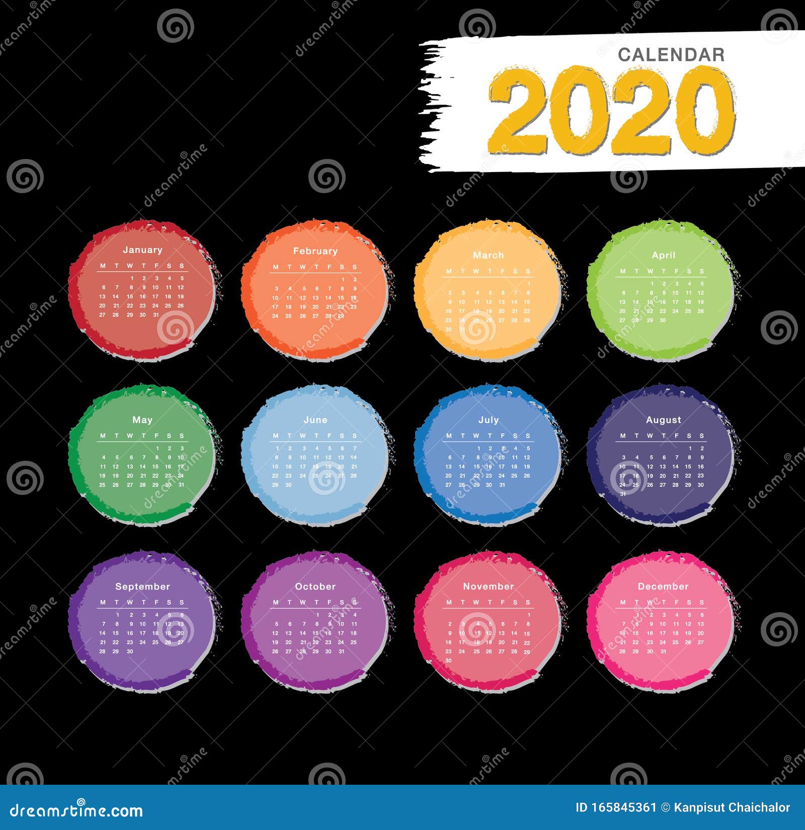 Calendar Year 2020 Vector Design Template, Simple and Clean Design ...