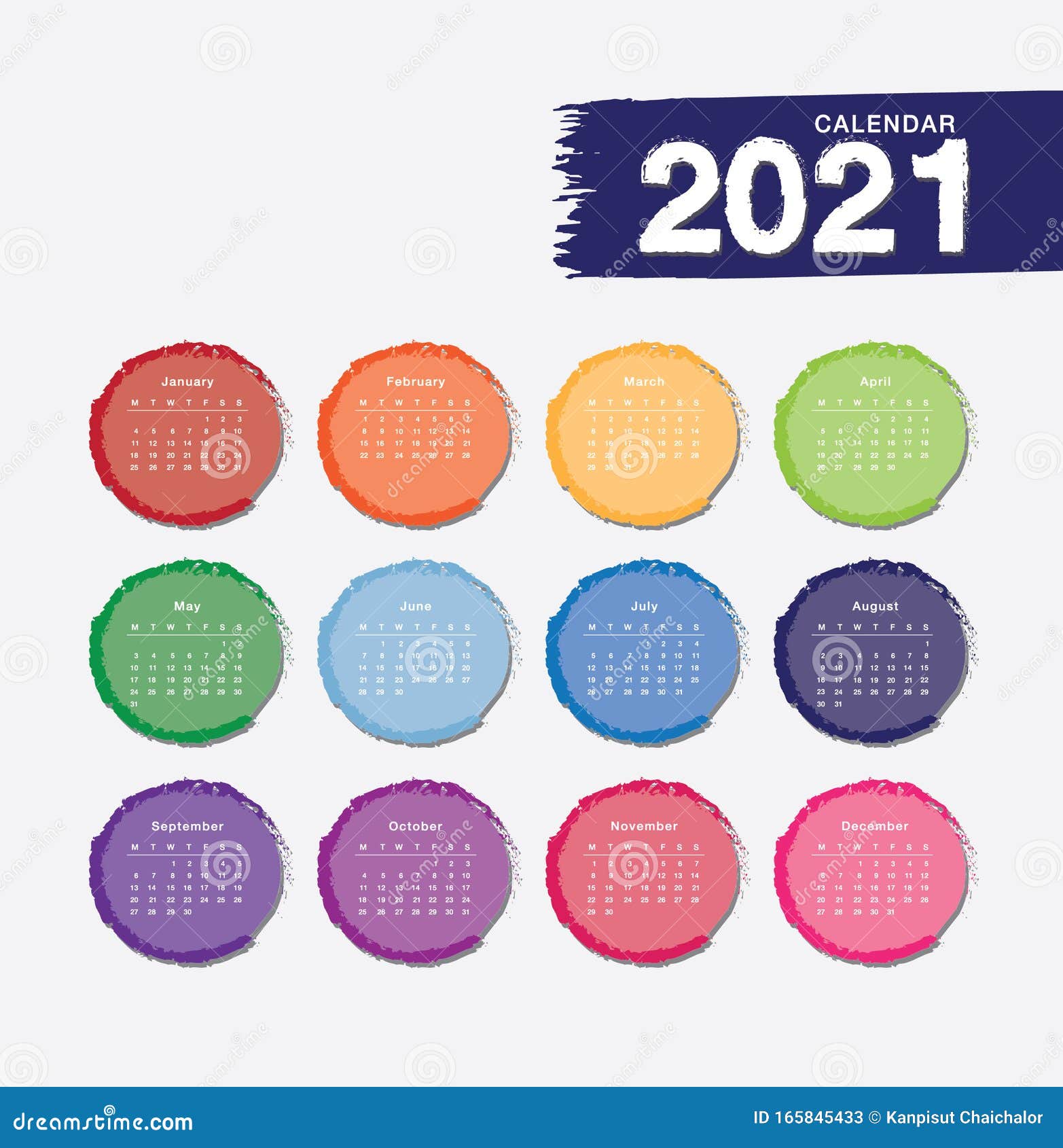 Calendar Year 2021 Vector Design Template, Simple and Clean Design ...